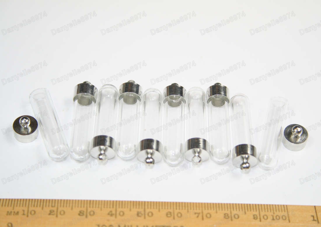 10pcs 3.5cm BIG test tube GLASS VIAL BOTTLES pendants VIALS rubber ...