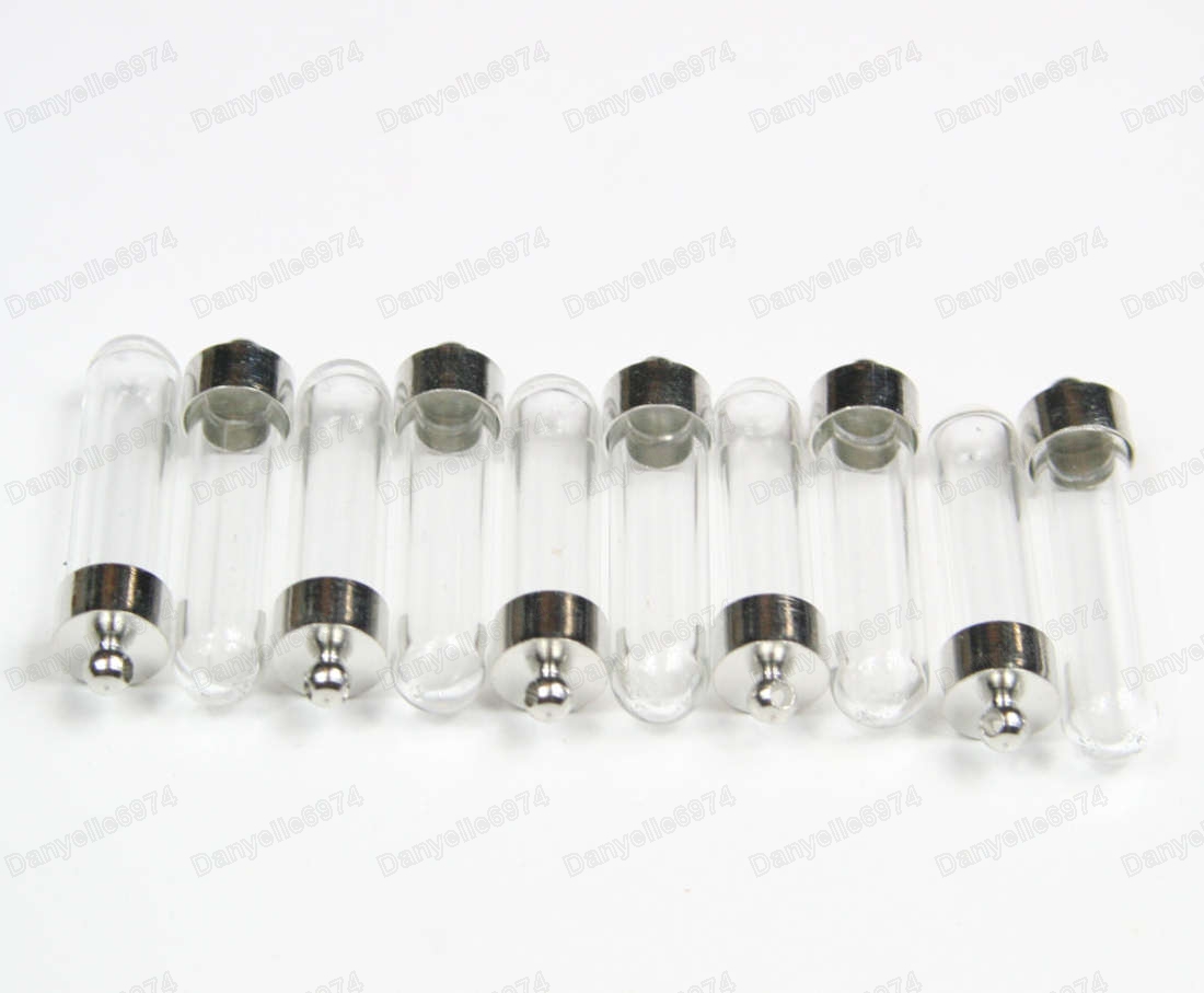 10pcs 3.5cm BIG test tube GLASS VIAL BOTTLES pendants VIALS rubber ...