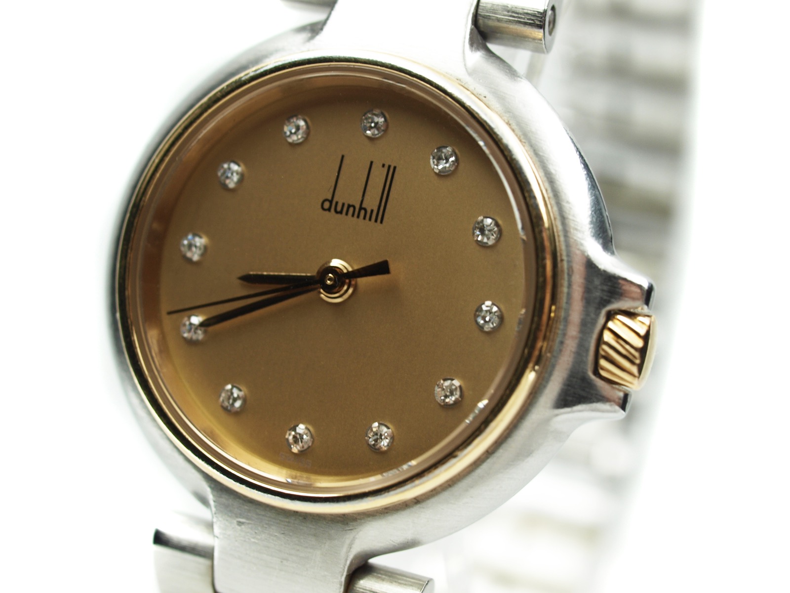 Auth Dunhill Millennium 12 Point Diamond Stainless Steel Quartz Women's ...