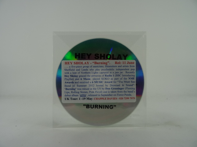 HEY SHOLAY BURNING (A74) 1 Track Promo CD Single also Plastic Sleeve ...