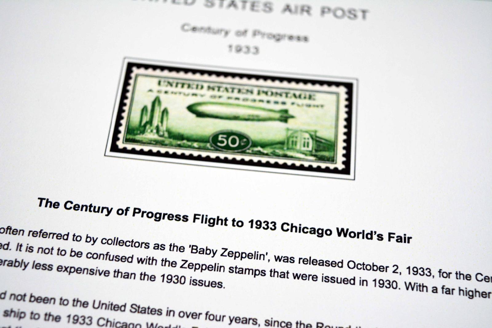 COLOR PRINTED ZEPPELIN AIRMAIL 1928-1936 STAMP ALBUM PAGES (30 illustr ...