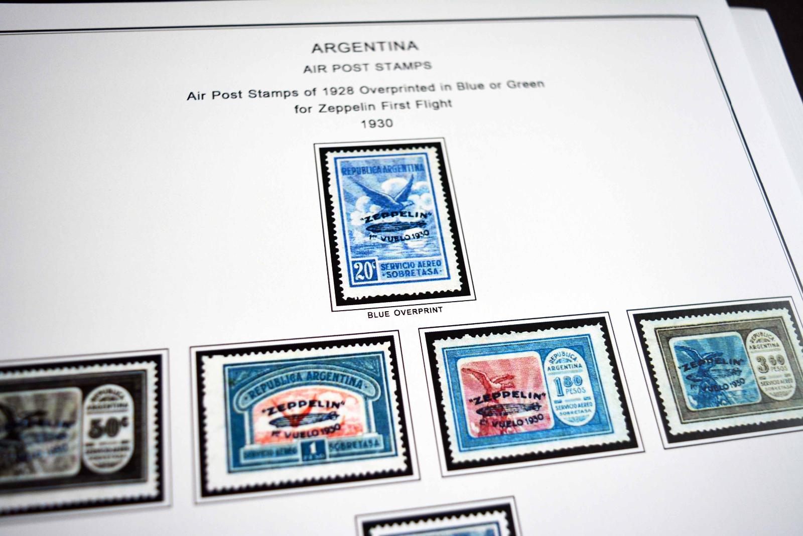 COLOR PRINTED ZEPPELIN AIRMAIL 1928-1936 STAMP ALBUM PAGES (30 illustr ...