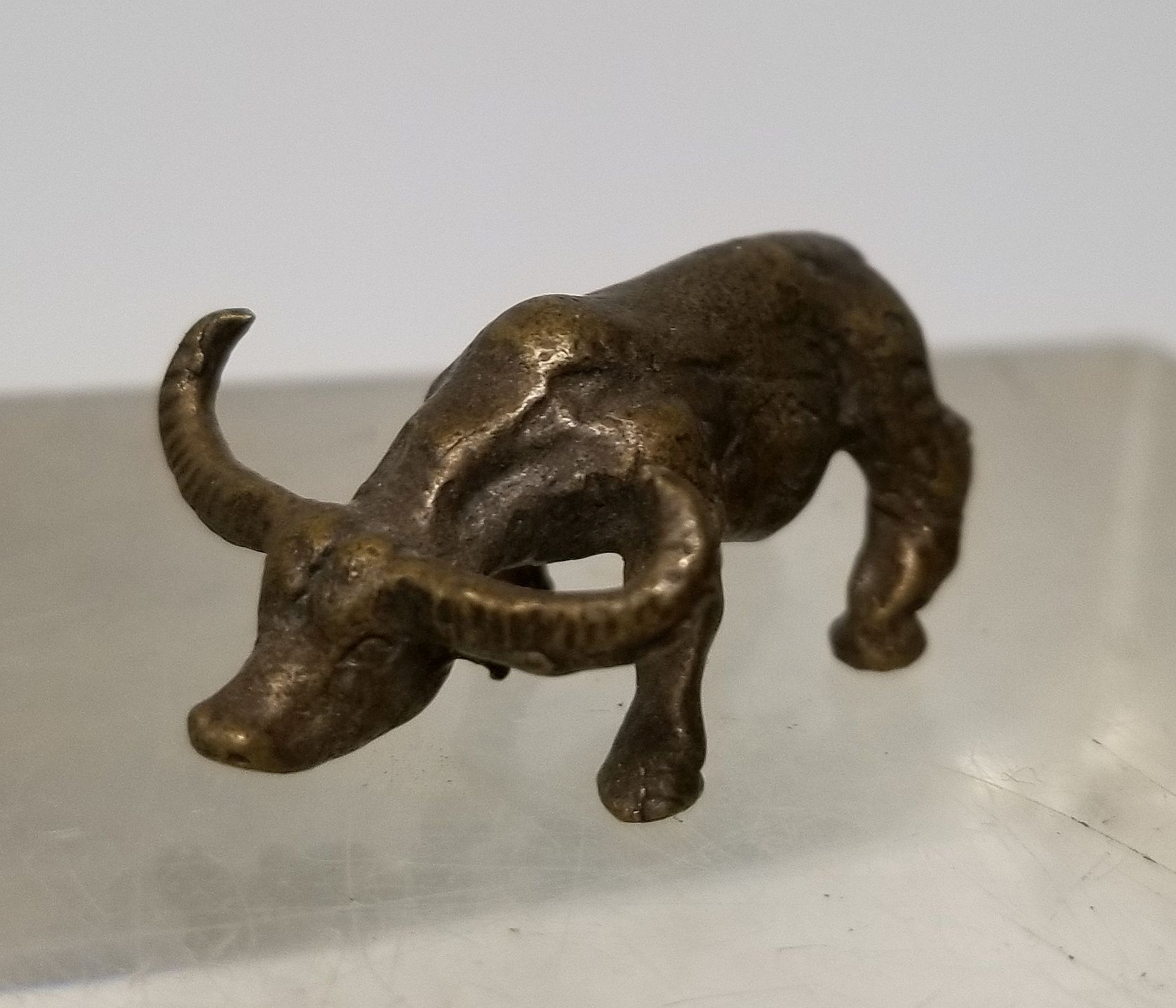 Antique Vintage Cast Brass Bronze Bull Oxen Miniature Figure | eBay